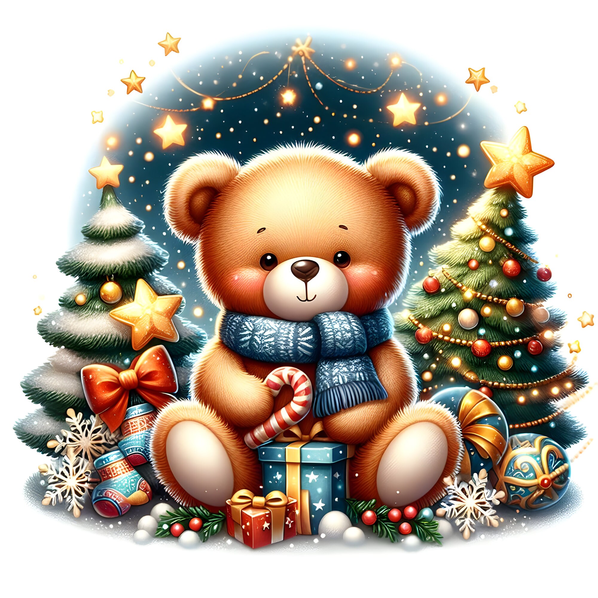 8 Christmas Teddy Bear Clipart Set - 8 Watercolor Holiday Bears ...