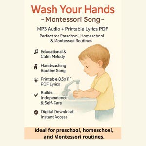 Wash Your Hands Song MP3 + Lyrics PDF Montessori-friendly Handwashing ...