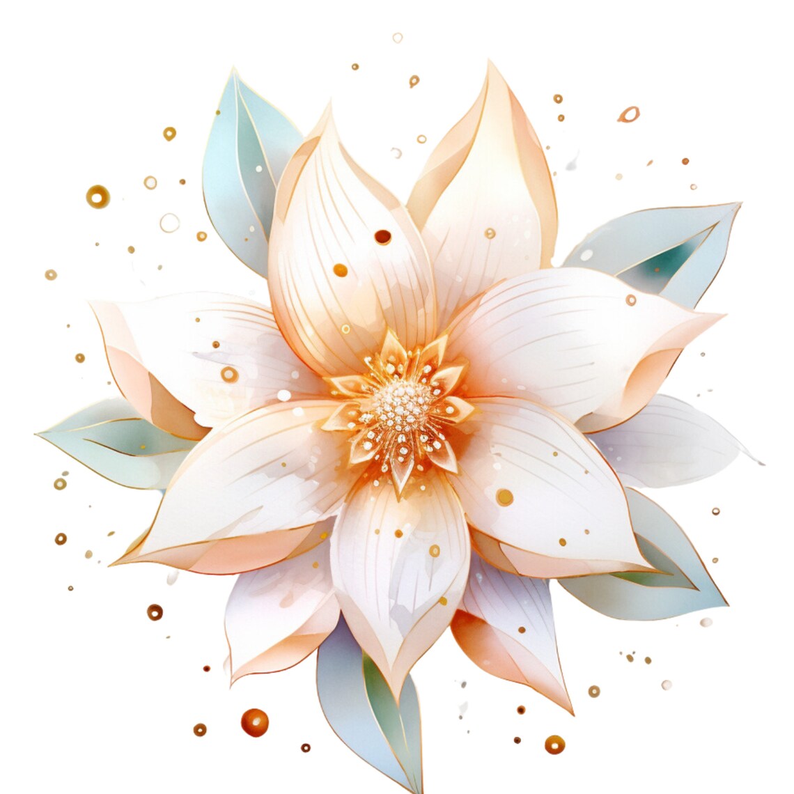 Boho Flowers Clipart Set 15 Watercolor PNG Files, Transparent ...