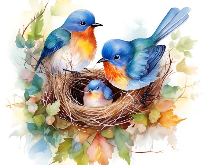 Spring Birds Nest Clipart, Sparrows and Tit Clip Art, Bird Lovers ...