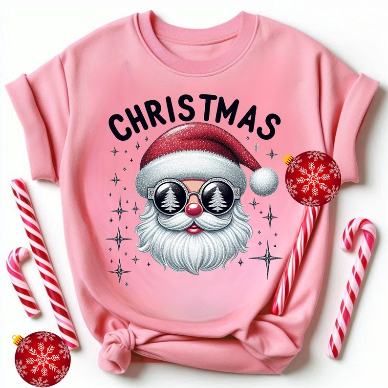 Glitter Santa Claus With Glasses PNG: Christmas Digital Art ...