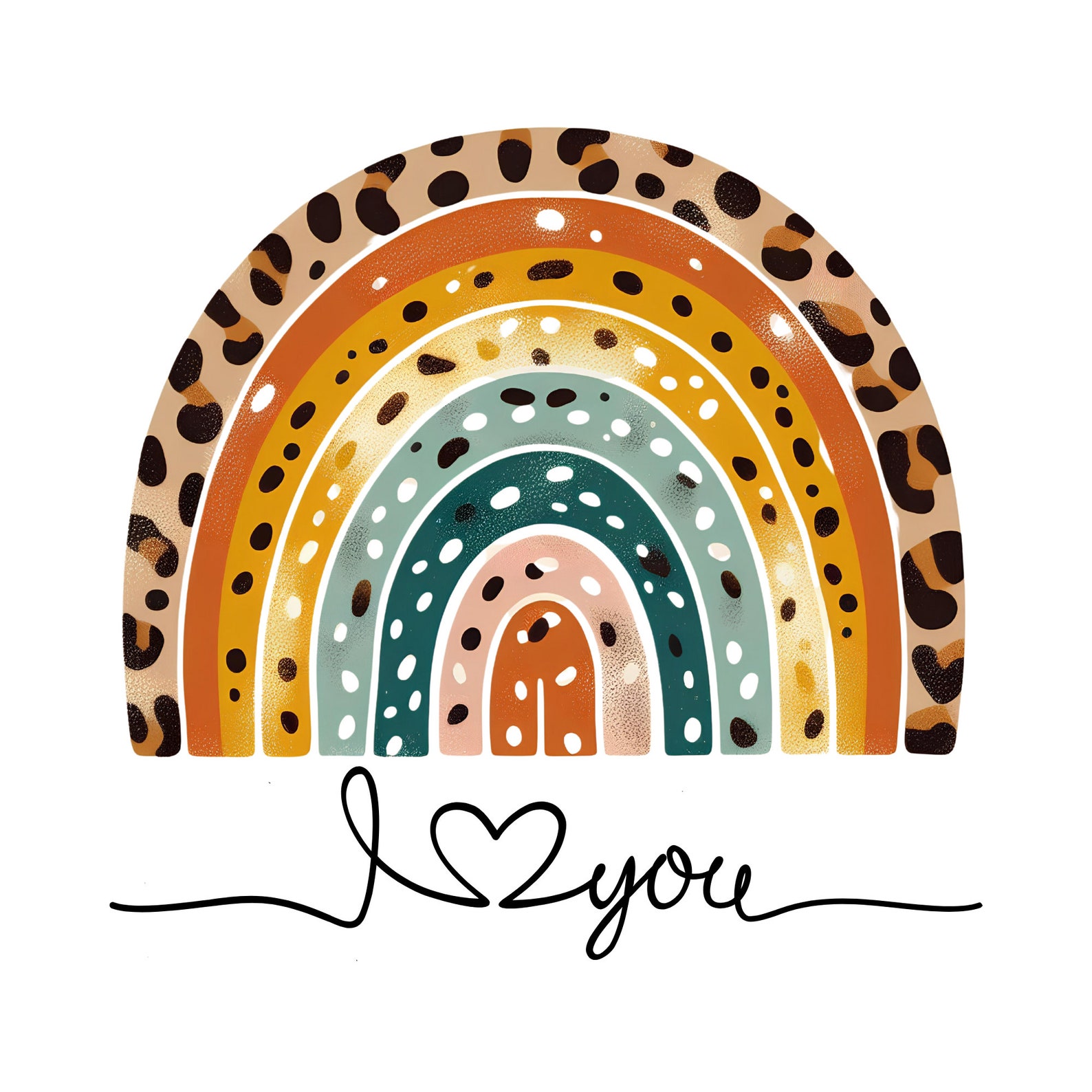 Modern I Love You Rainbow Leopard Print Design I Love You Png for ...