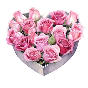 Valentine's Day Watercolor Clipart - 8 Romantic Rose Heart Pngs, High ...