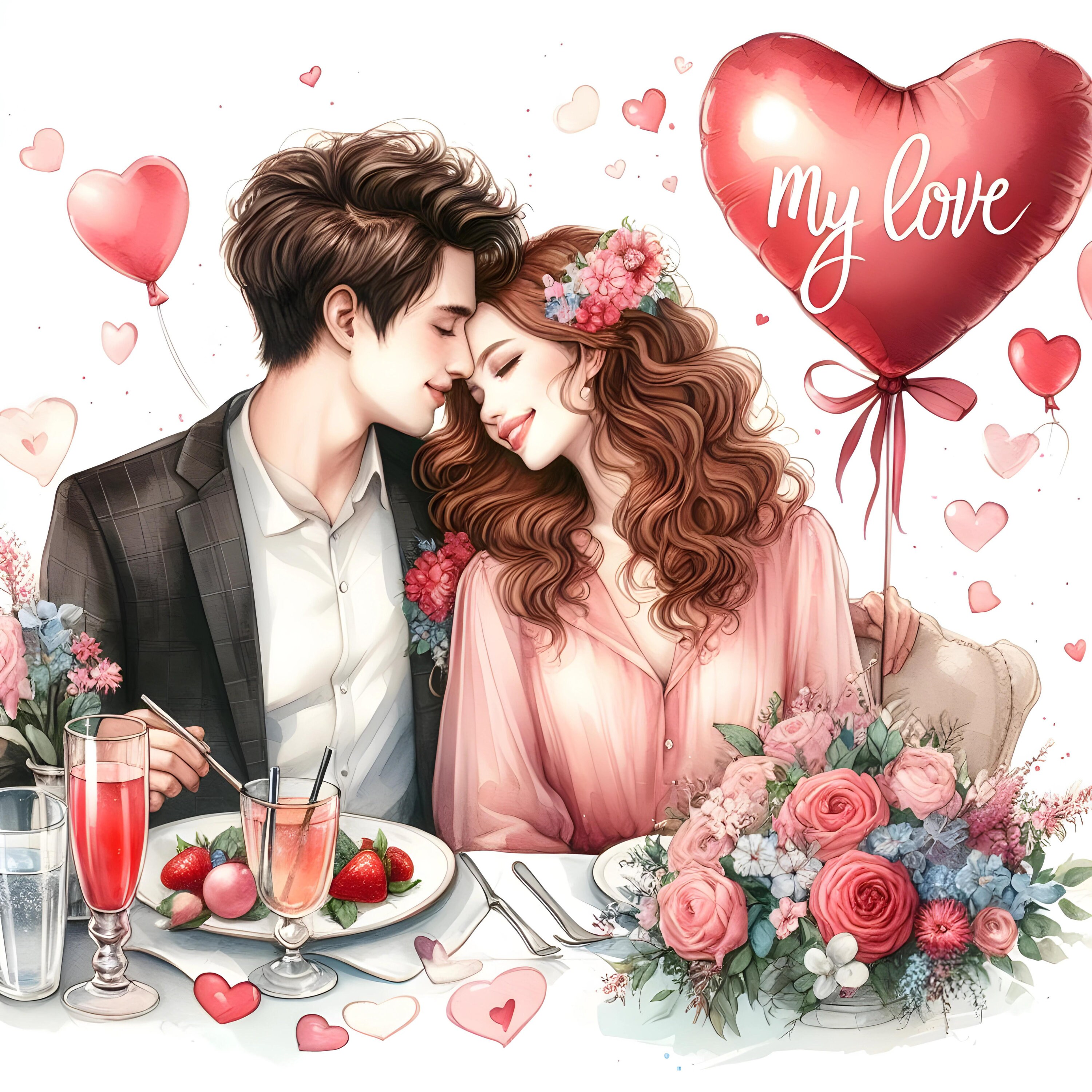 Romantic Watercolor Couple Clipart 10 Transparent Valentine's Day ...