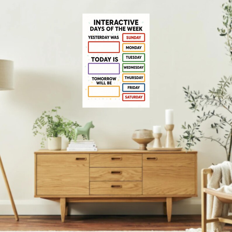 Days of the Week Printable: Geometric Kids Room Decor (JPG & PDF ...