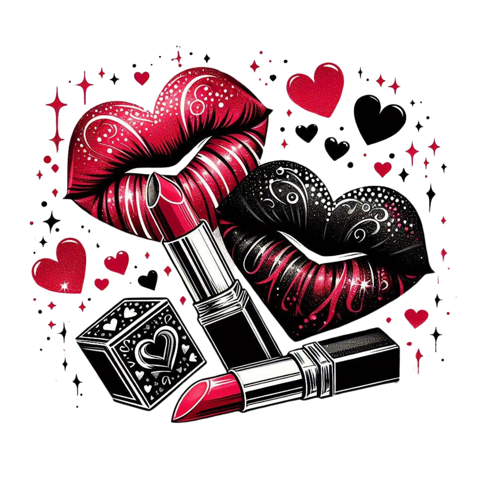 9 Adorable Watercolor Heart Lipstick Clipart - Printable PNG Files ...