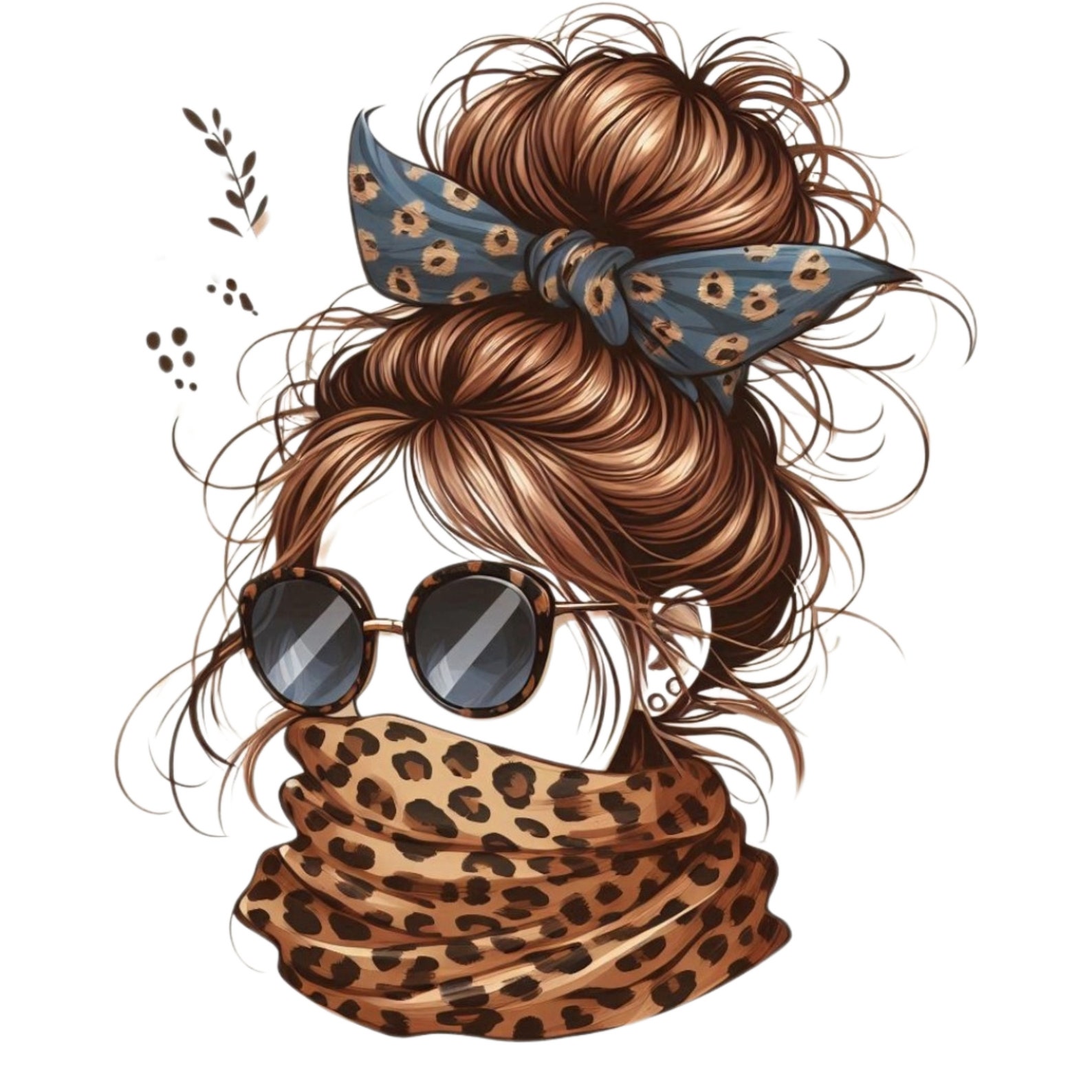 Mom's Messy Bun Png Mom With Glasses, Mom With Scarf, Transparent ...