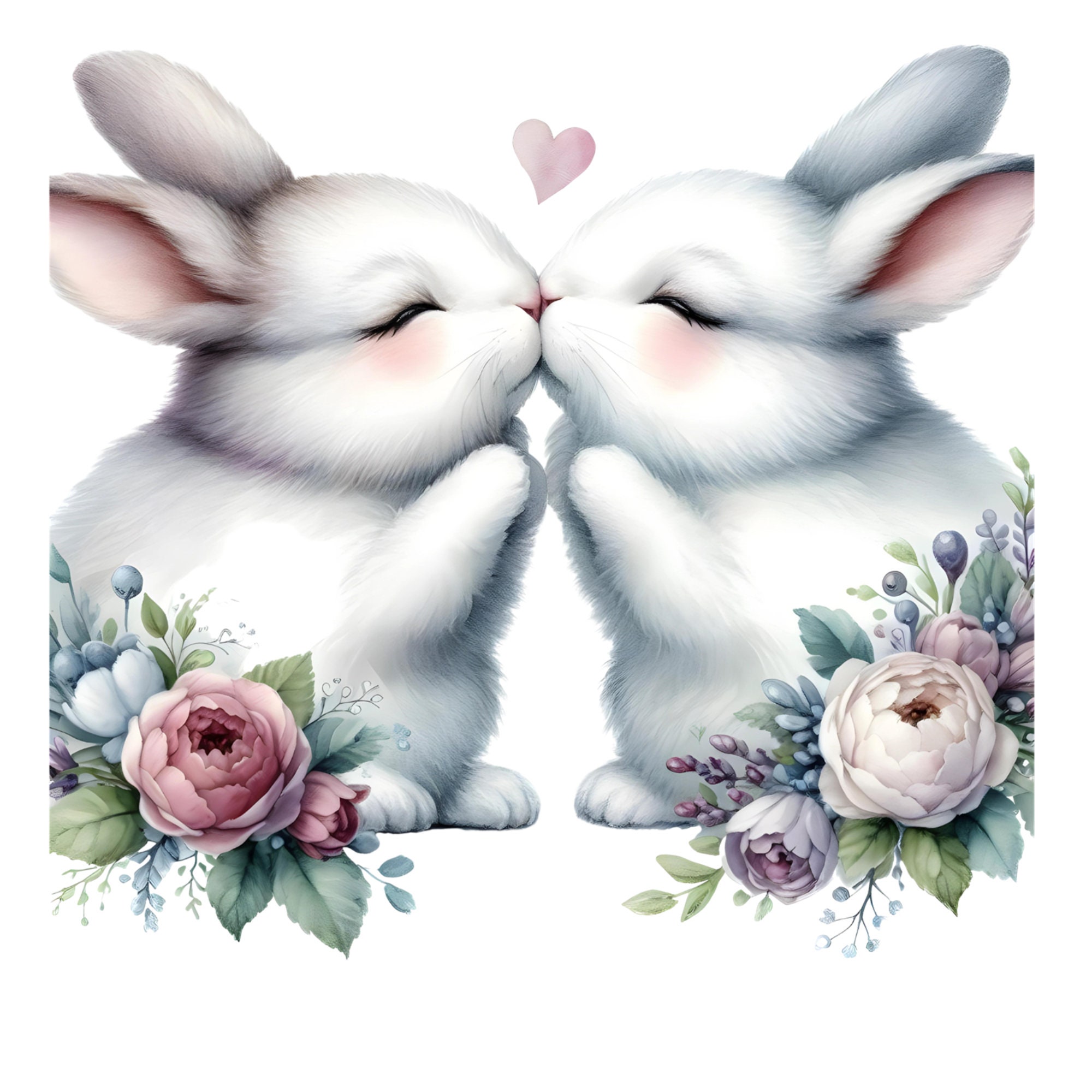 Love Bunny Rabbit Couple Watercolor Clip Art 8 High-quality PNG ...