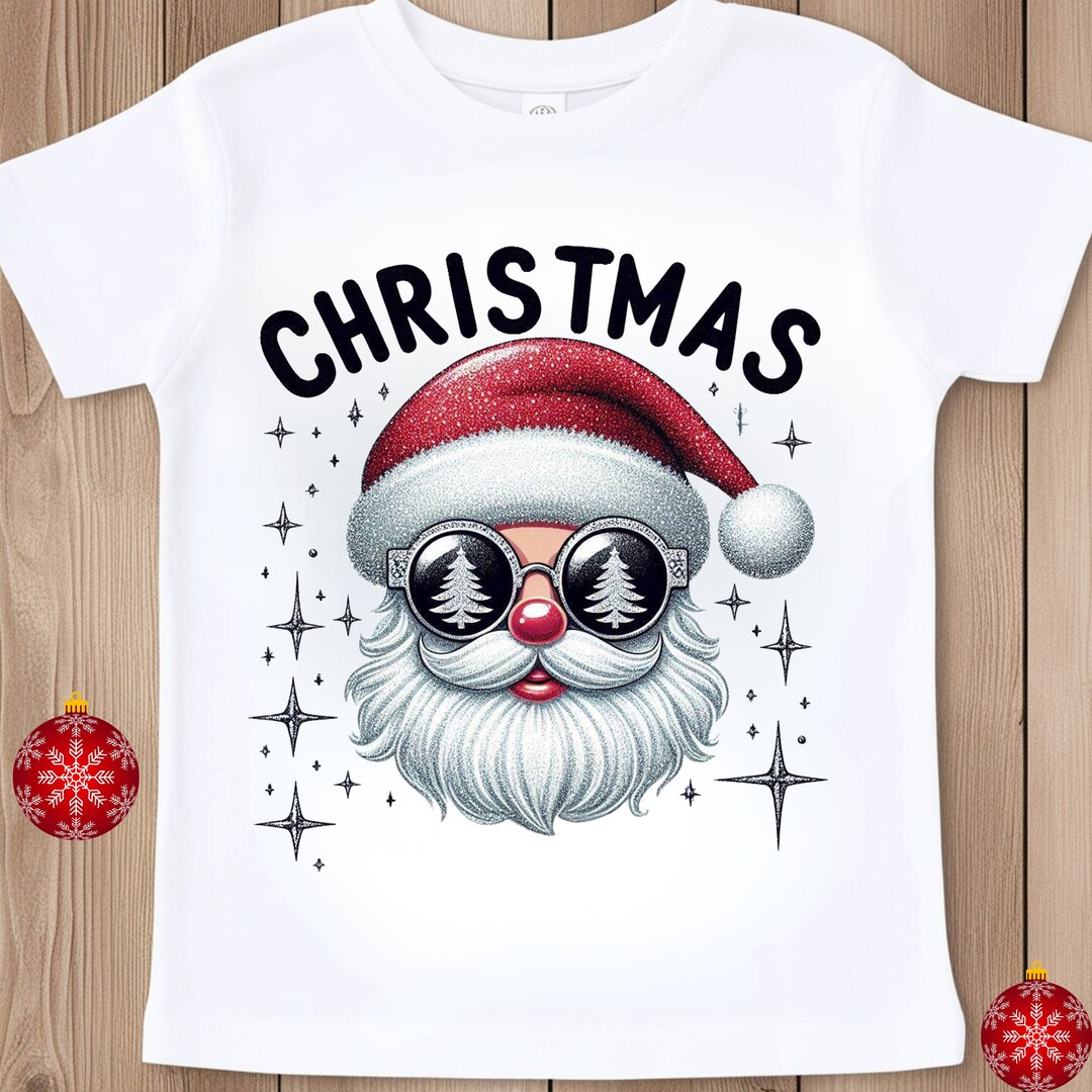 Glitter Santa Claus With Glasses PNG: Christmas Digital Art ...
