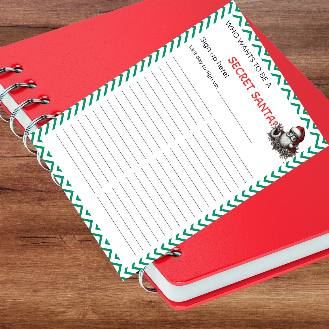 Secret Santa Printable Recording Sheet Template | Green Stripes Style ...