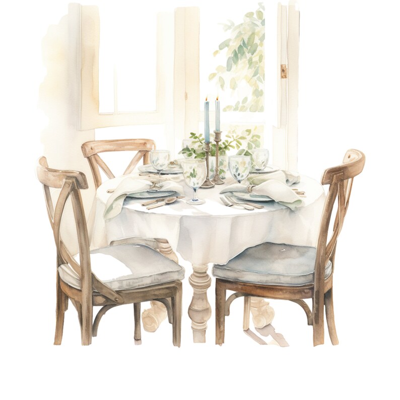 Watercolor Living Room Table Clipart Set - 5 High-quality PNG Images ...