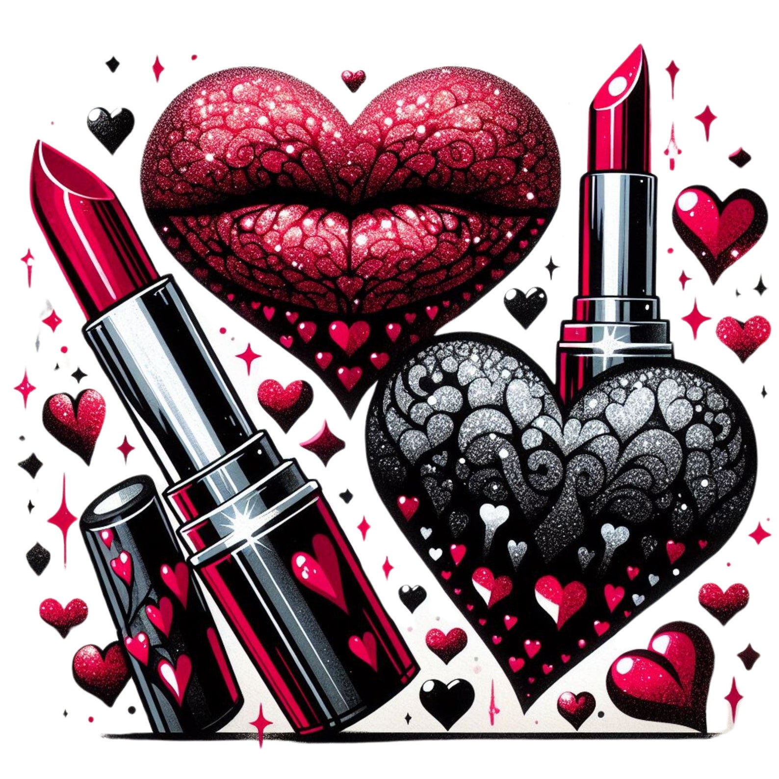 9 Adorable Watercolor Heart Lipstick Clipart - Printable PNG Files ...