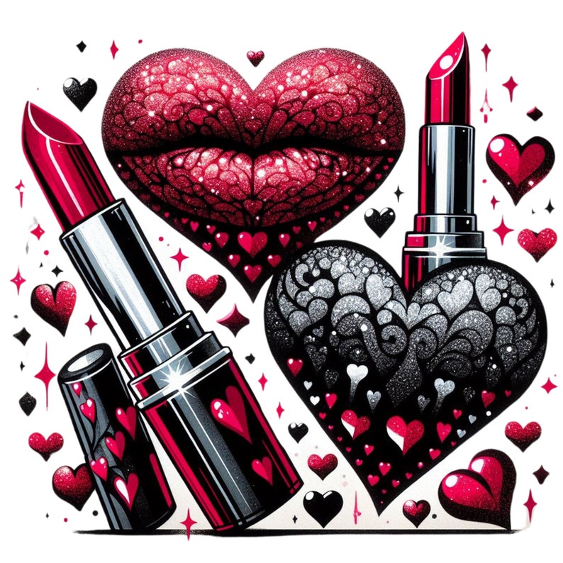 9 Adorable Watercolor Heart Lipstick Clipart - Printable PNG Files ...