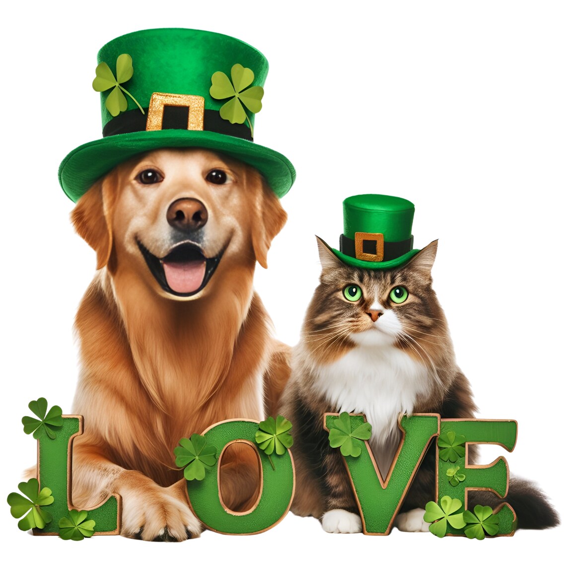 10 St. Patrick's Day Pets Clipart Png Lucky Dogs and Cats With Clover ...