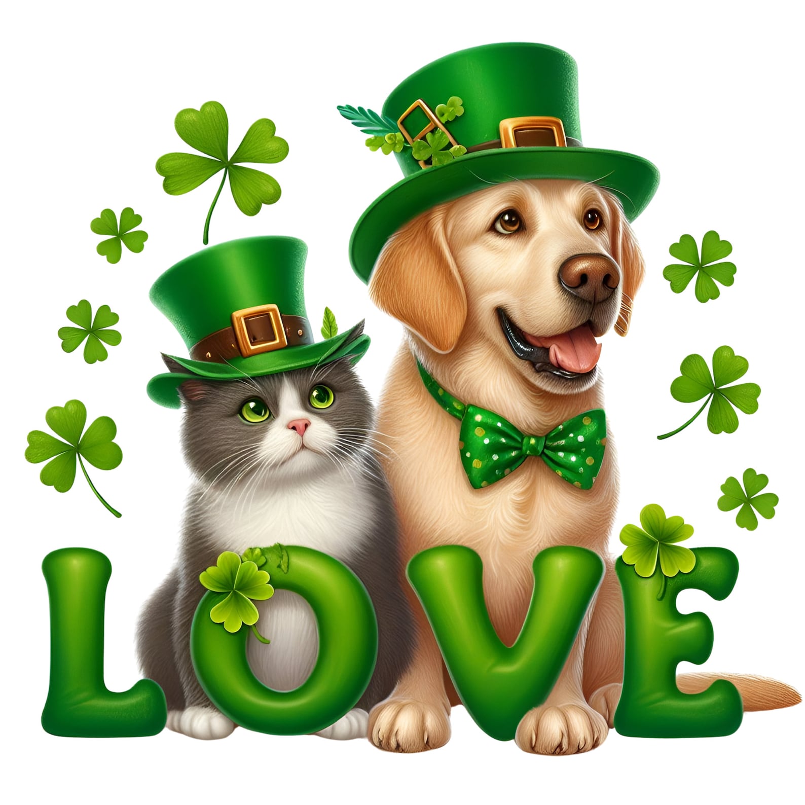 10 St. Patrick's Day Pets Clipart Png - Lucky Dogs and Cats With Clover ...