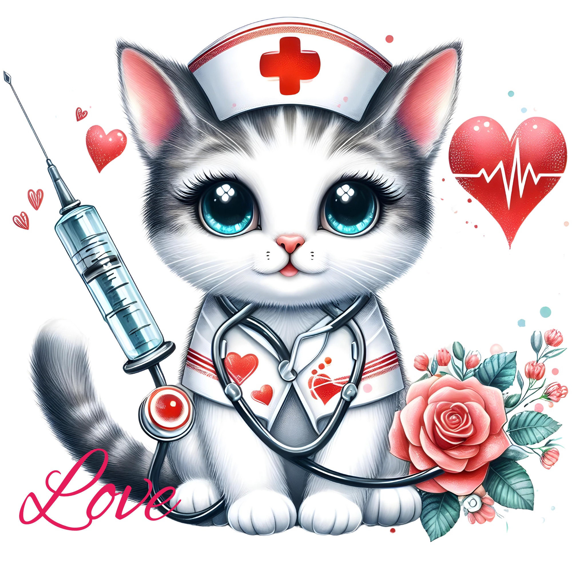 4nurse Cat Png Clipart Sublimation, Cat Download Design, Nurse Cat Png ...