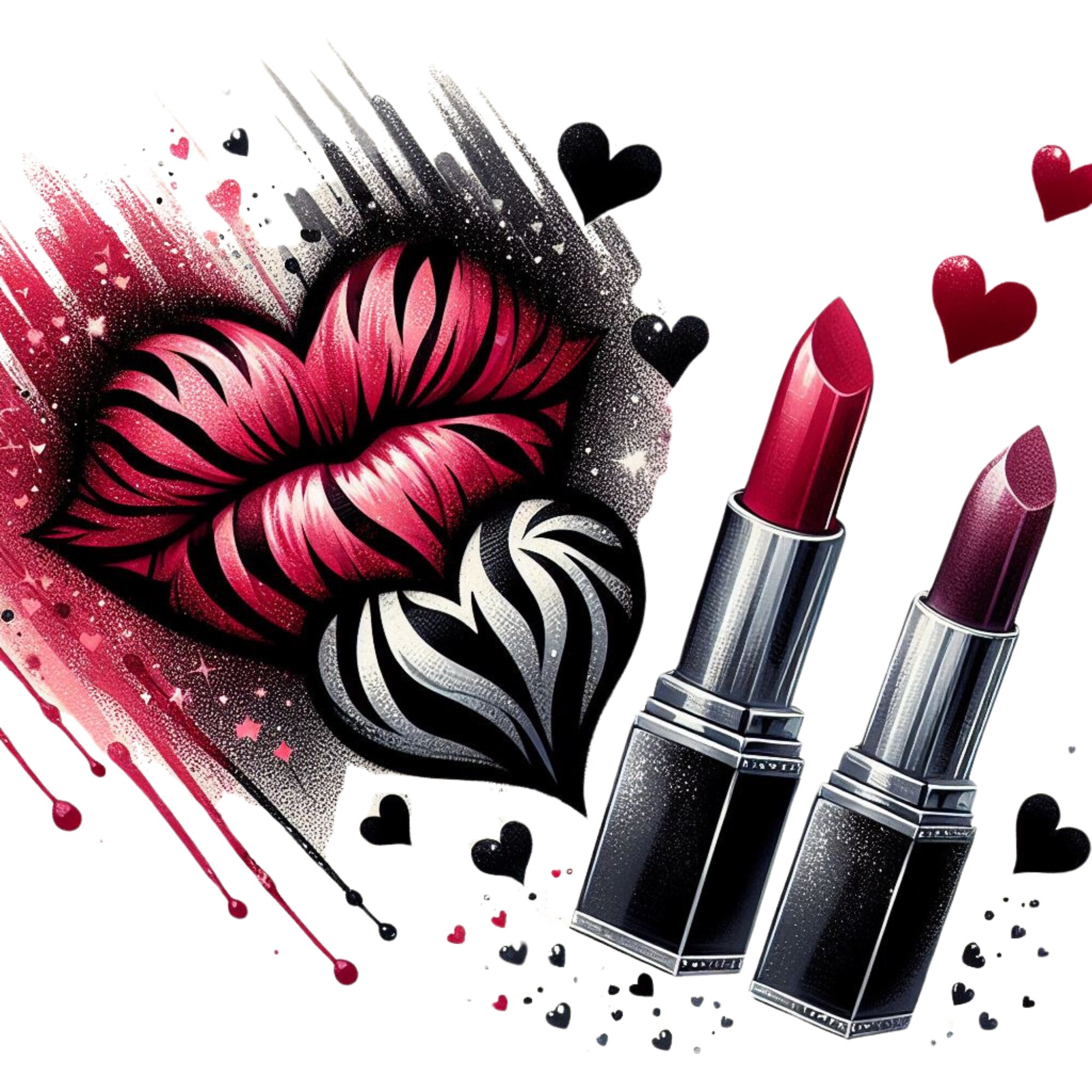9 Adorable Watercolor Heart Lipstick Clipart - Printable PNG Files ...