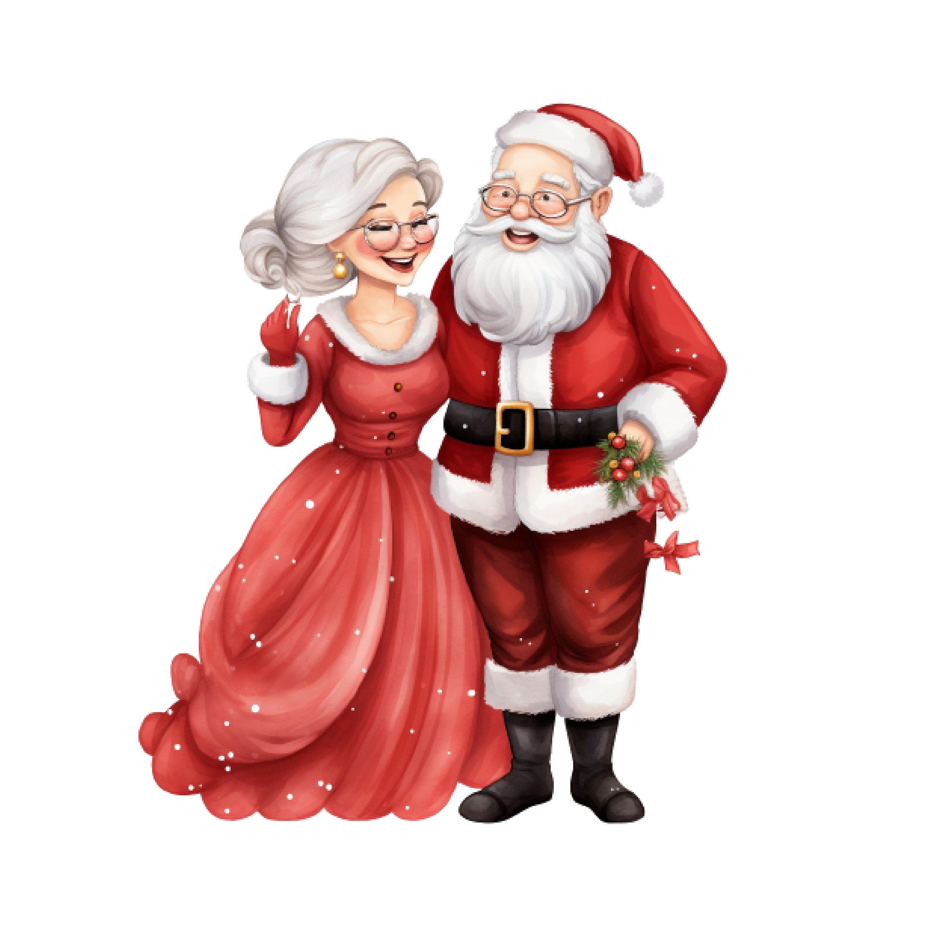Santa and Mrs. Claus Christmas Clipart Santa Claus Clip Art Set Digital ...