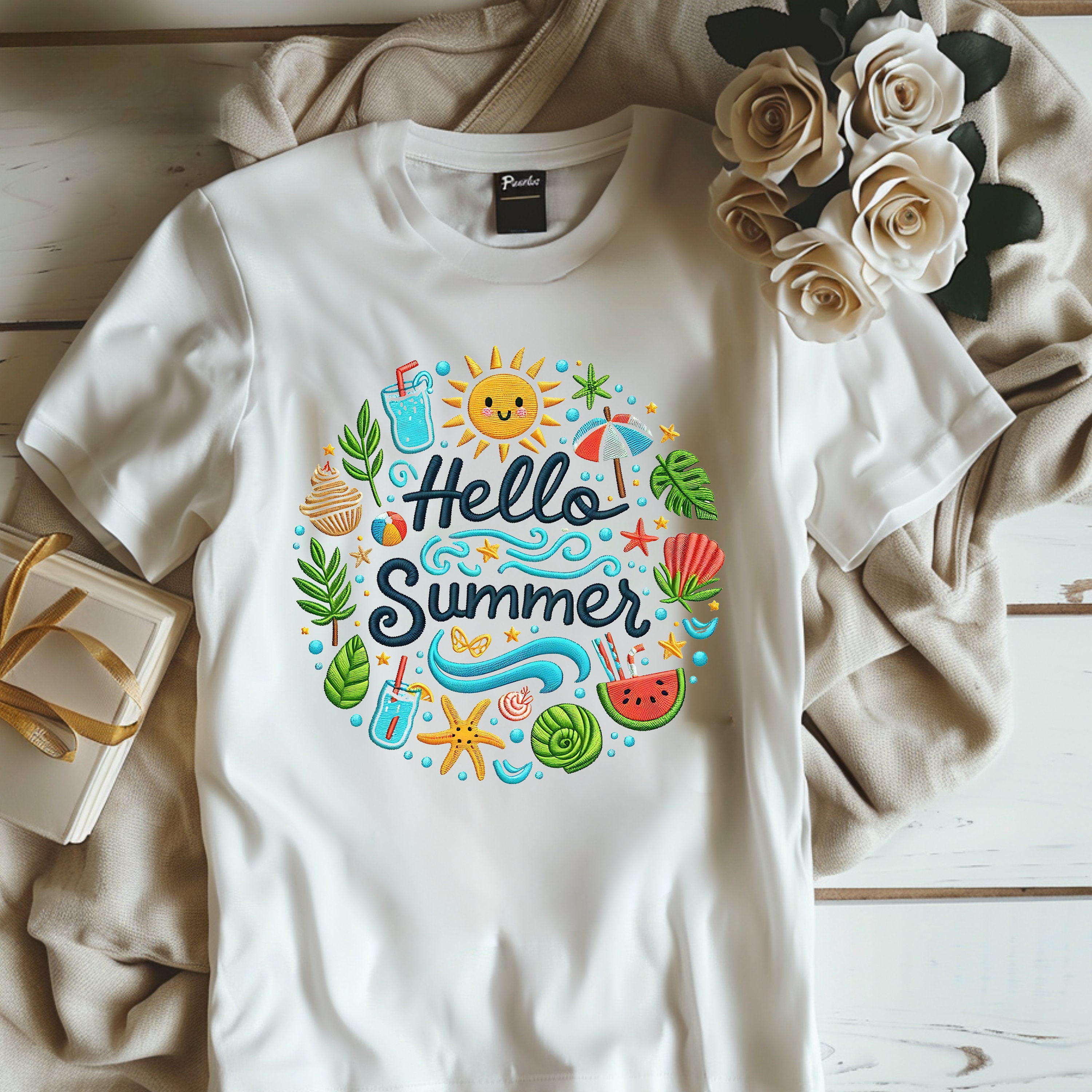 Sun Hello Summer Machine Embroidery Design PNG - Instant Download ...