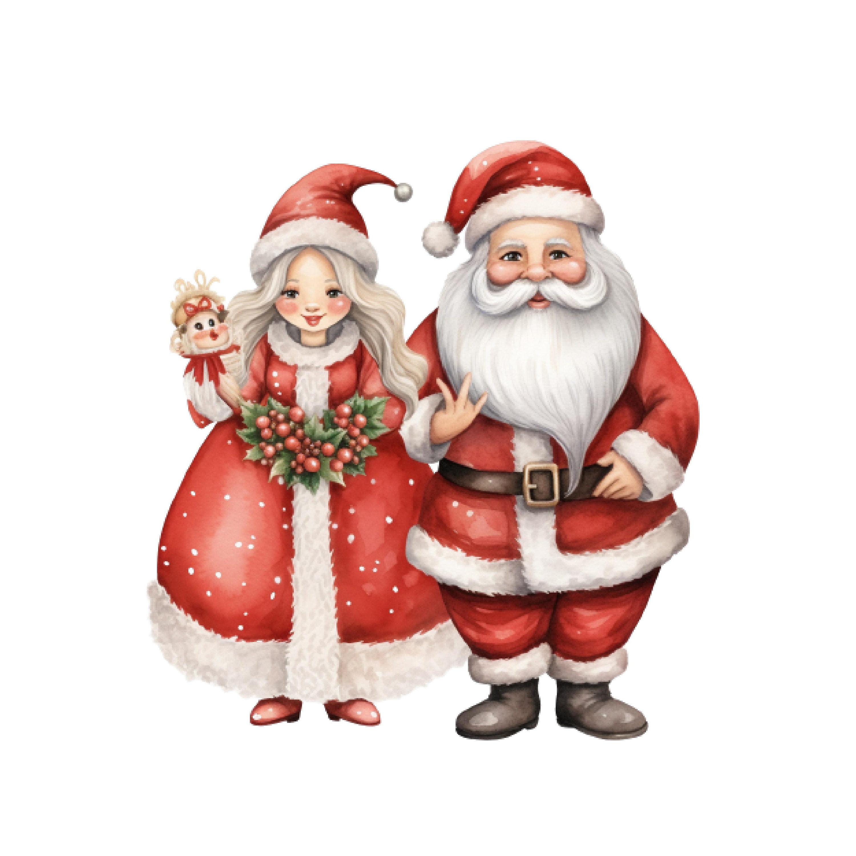 Santa and Mrs. Claus Christmas Clipart Santa Claus Clip Art Set Digital ...