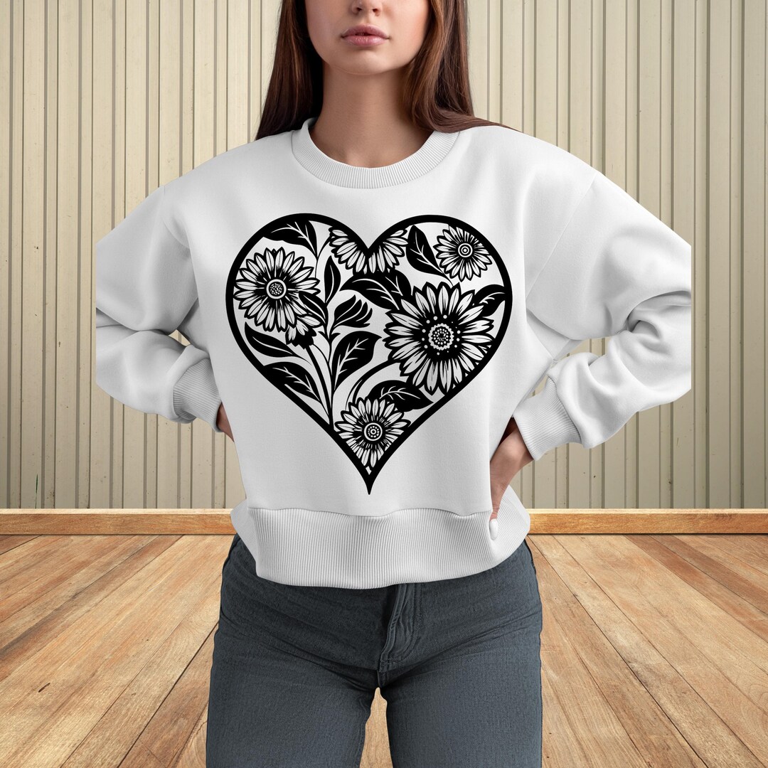 Sunflower Heart SVG | Botanical Wildflower Design | Illustrated ...