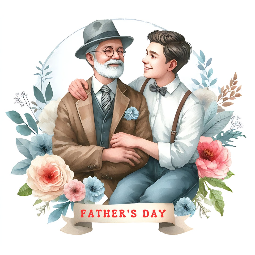 5 Watercolor Father's Day Clipart - Dad and Boy Clipart , Digital ...