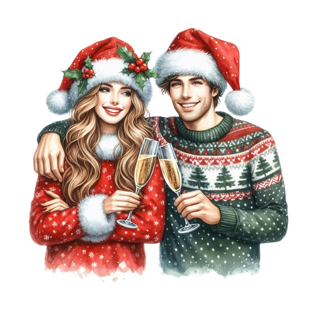 8 Christmas Couples Clipart Set, Romantic Winter Couples ,romantic ...