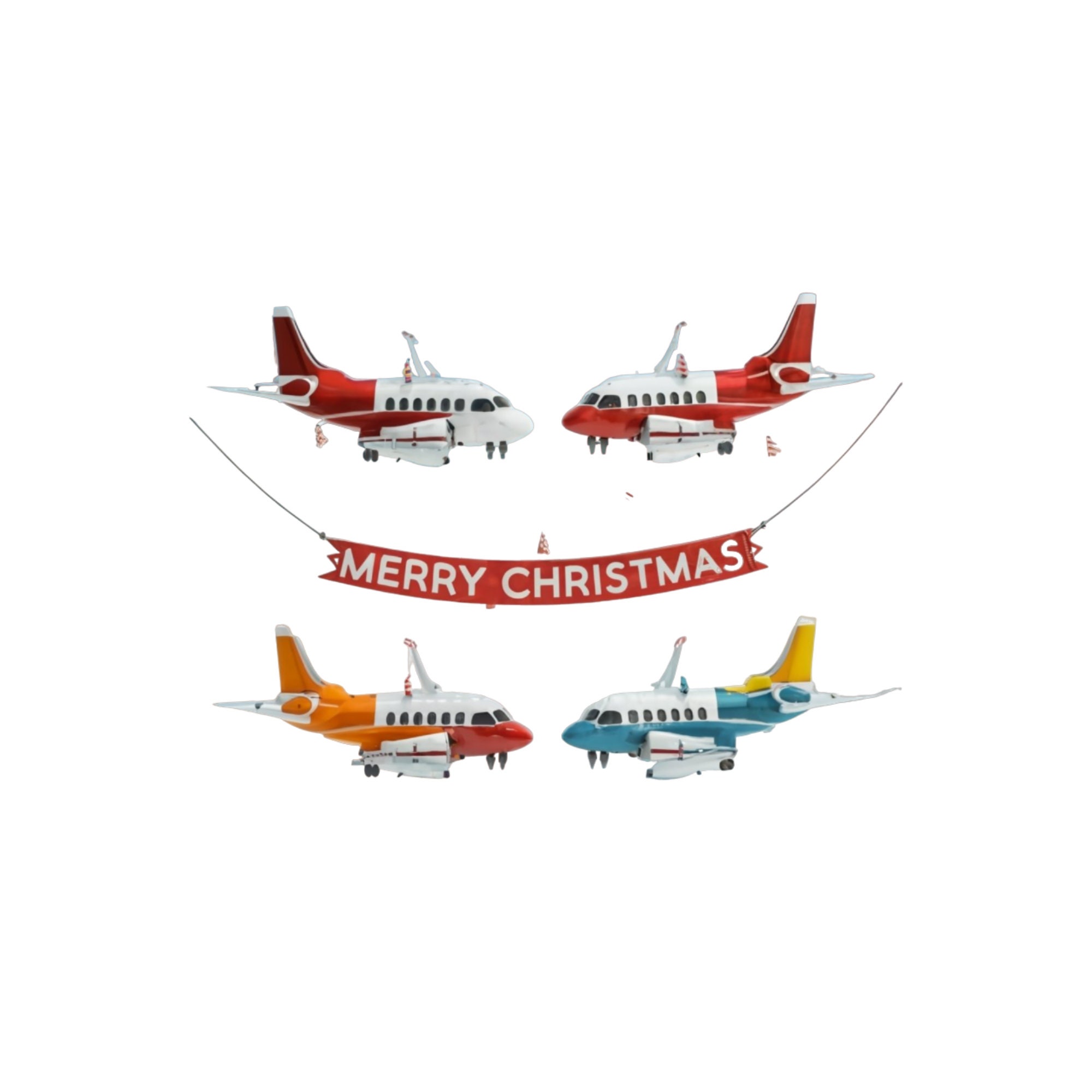 Christmas Airplane Clipart With Festive Pennant - Watercolor PNG ...