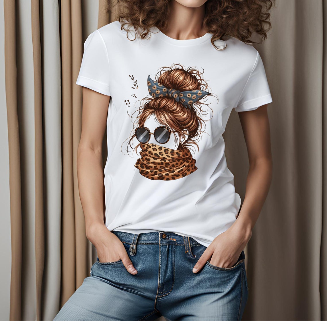 Mom's Messy Bun Png Mom With Glasses, Mom With Scarf, Transparent ...