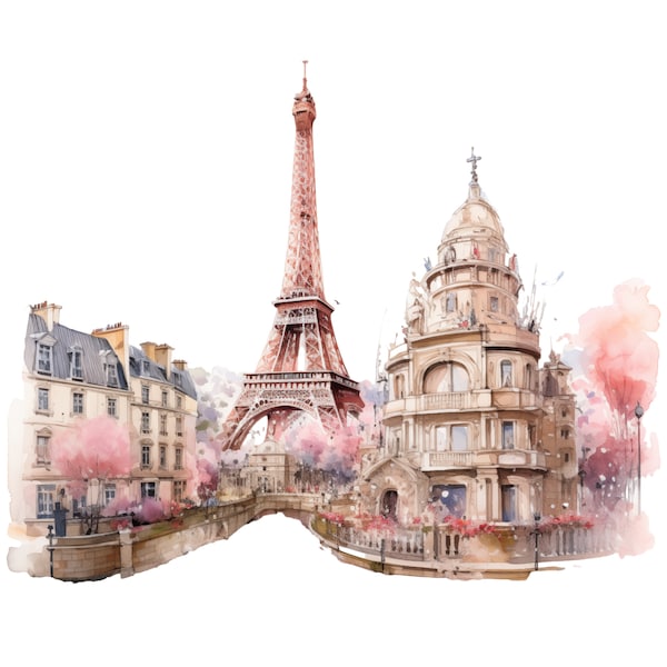 Paris Watercolor Clipart - Etsy