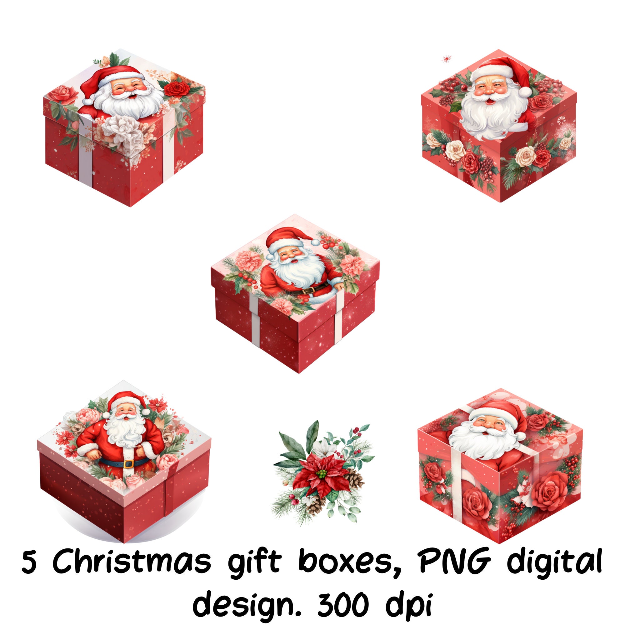 Christmas Gift Boxes Clipart, Watercolor Clipart, Christmas PNG, Gift ...