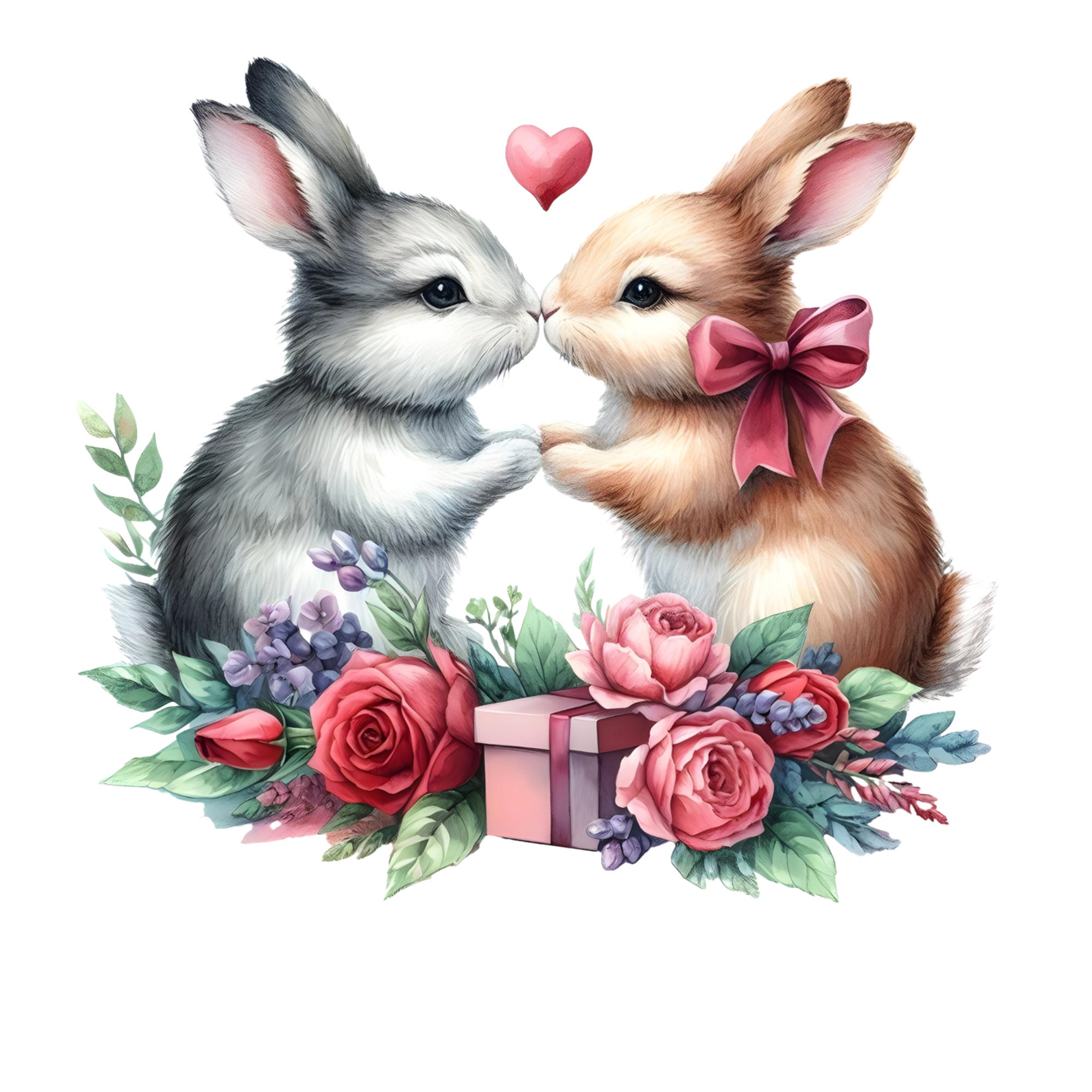 Love Bunny Rabbit Couple Watercolor Clip Art 8 High-quality PNG ...