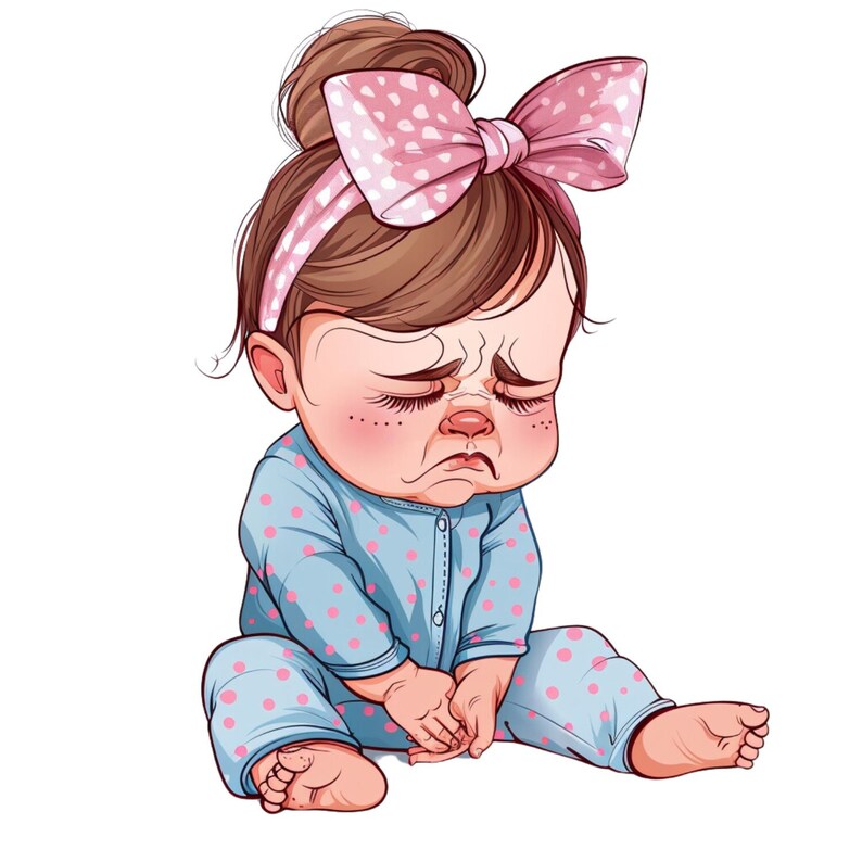 4 Watercolor Baby Girl Clipart PNG | Cute Newborn Nursery Decor | Baby ...