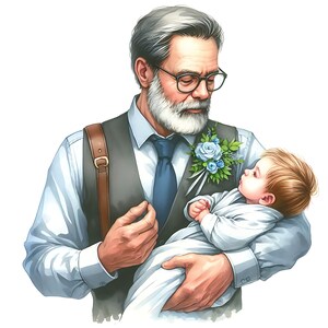 5 Watercolor Father's Day Clipart - Dad and Boy Clipart , Digital ...