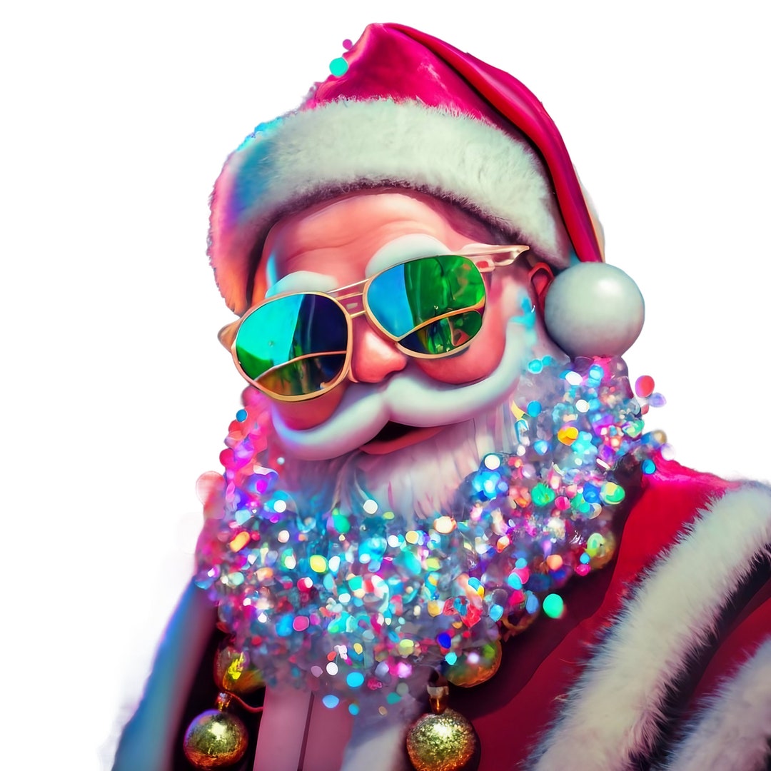 Santa With Sunglasses PNG Festive Christmas Shirt Design With Cheerful ...