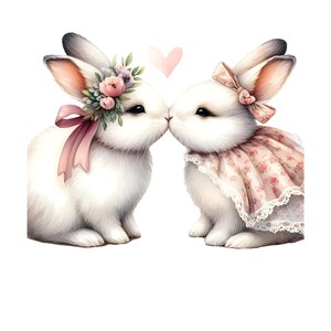 Love Bunny Rabbit Couple Watercolor Clip Art 8 High-quality PNG ...