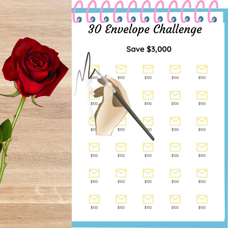 30 Envelope Challenge Printable, Money Savings Challenge, Digital ...