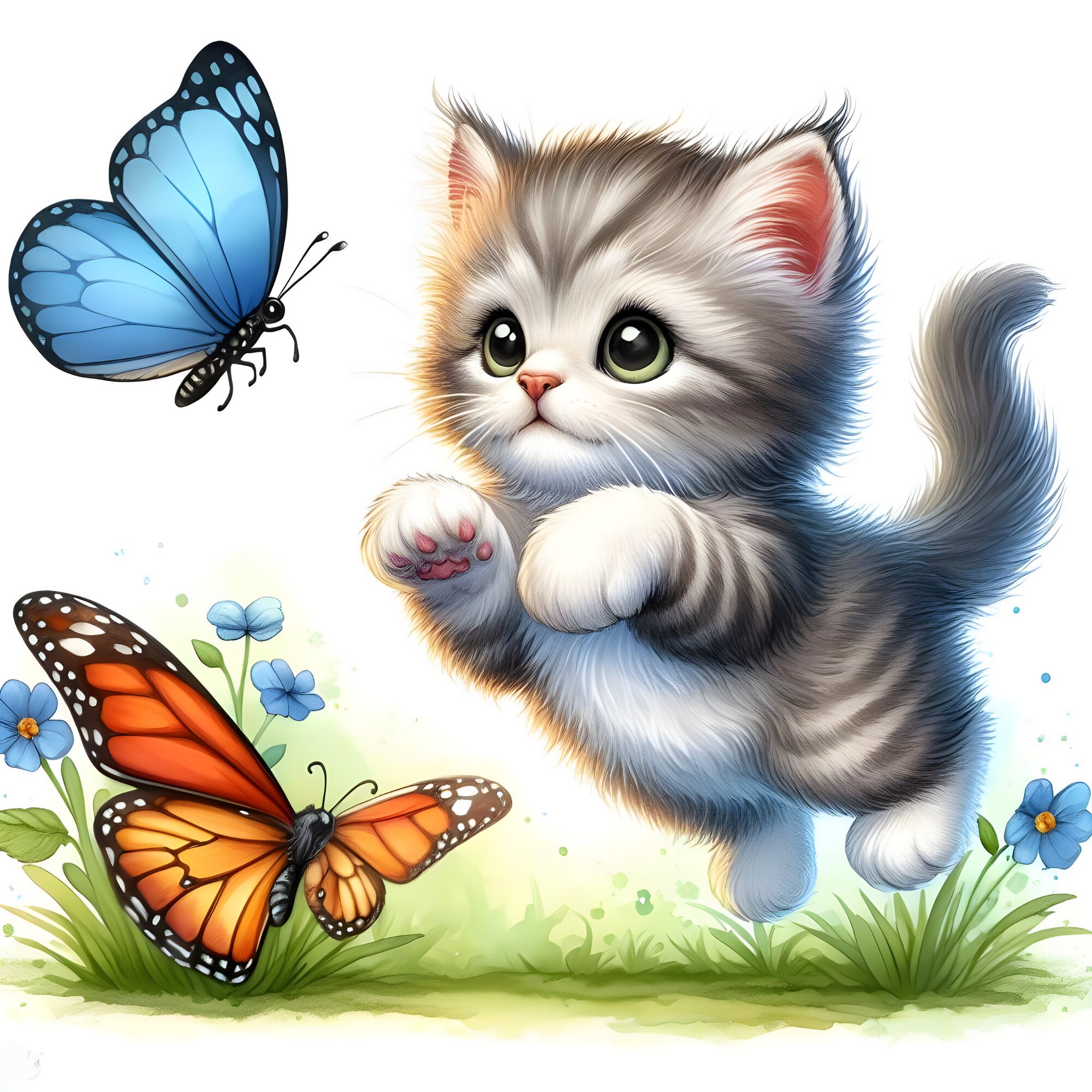 Adorable Cat Illustrations - 7 PNG Kittens, Commercial Use, High ...