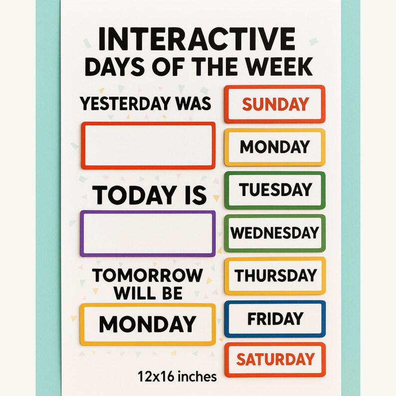 Days of the Week Printable: Geometric Kids Room Decor (JPG & PDF ...