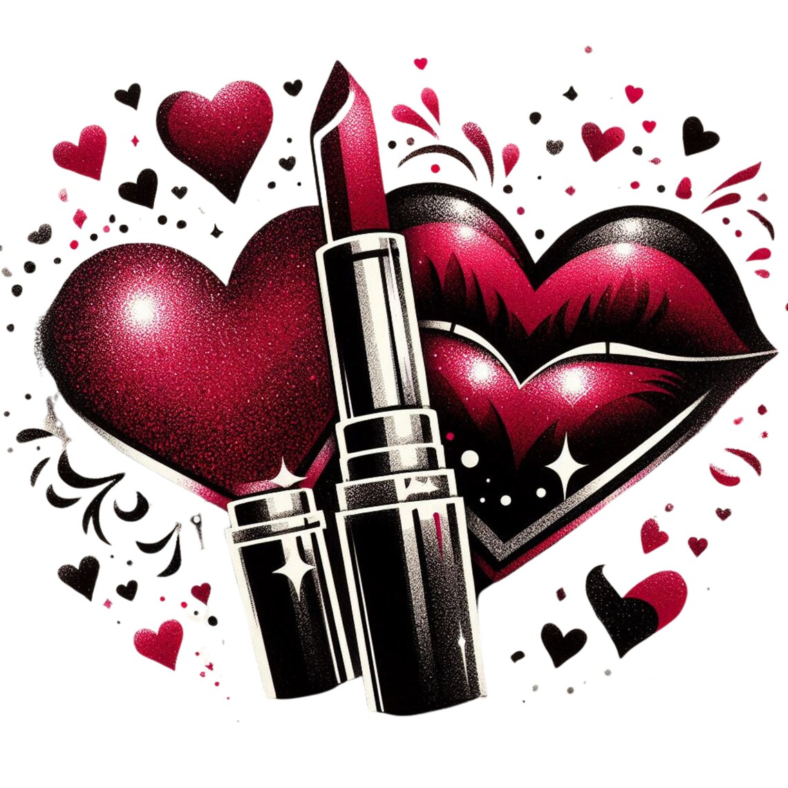 9 Adorable Watercolor Heart Lipstick Clipart Printable PNG Files ...
