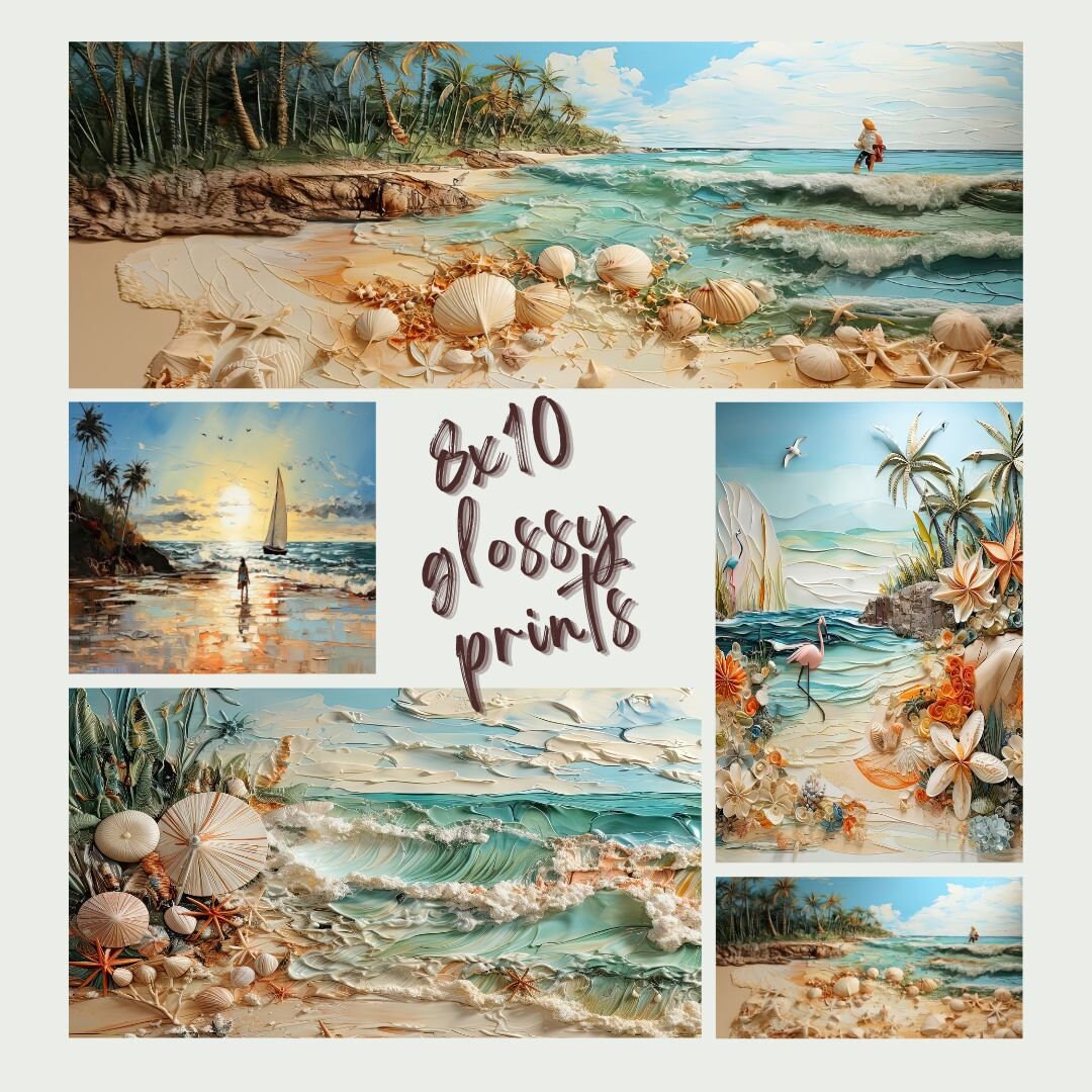 Sandy Beach Shoreline Scene 8x10 Glossy Prints Tropical Island Seashell ...