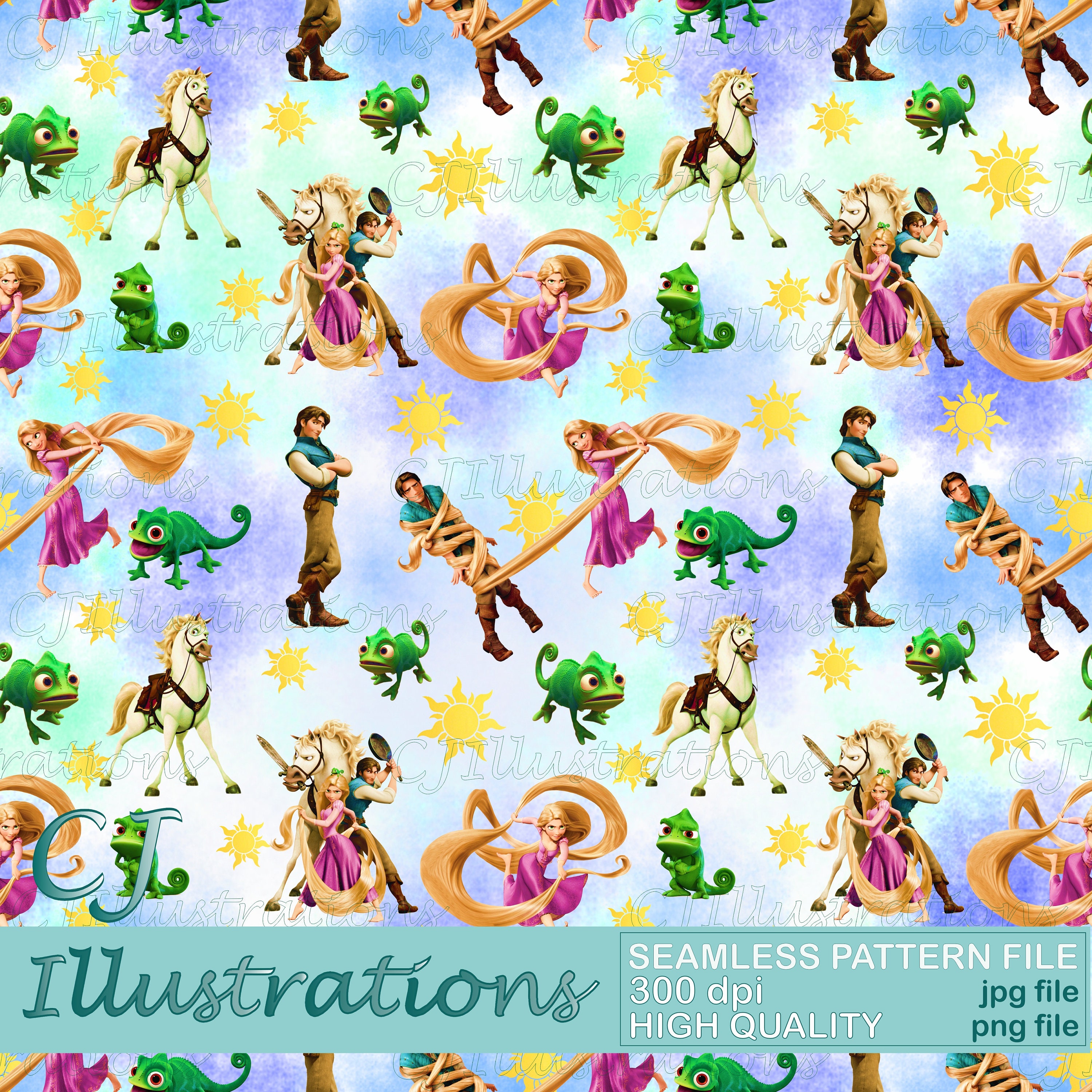 Rapunzel Princess Seamless Pattern DIGITAL DOWNLOAD Kommerzielle ...