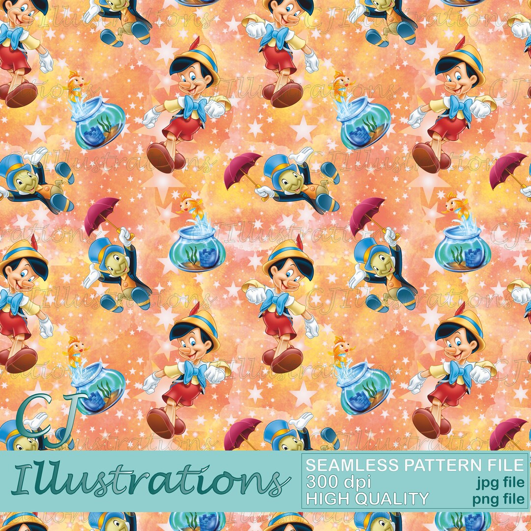 Cute Pinocchio Seamless Pattern DIGITAL DOWNLOAD Commercial Use ...