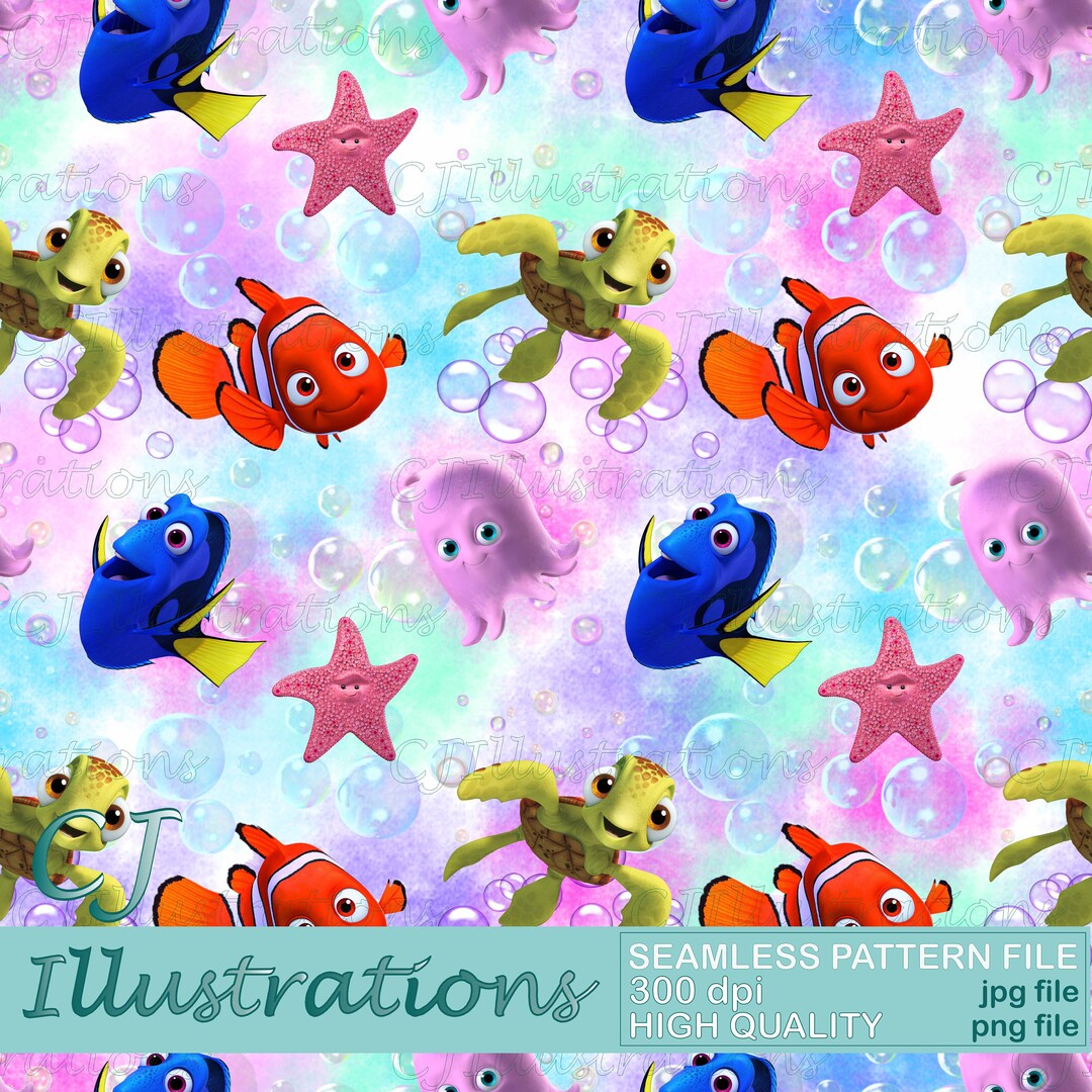 Cute Nemo Seamless Pattern DIGITAL DOWNLOAD Commercial Use Printable ...