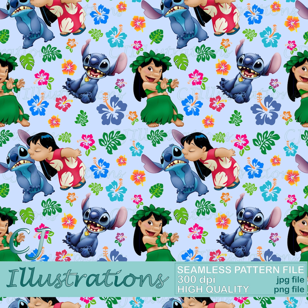 Cute Lilo and Stitch Seamless Pattern DIGITAL DOWNLOAD Commercial Use ...