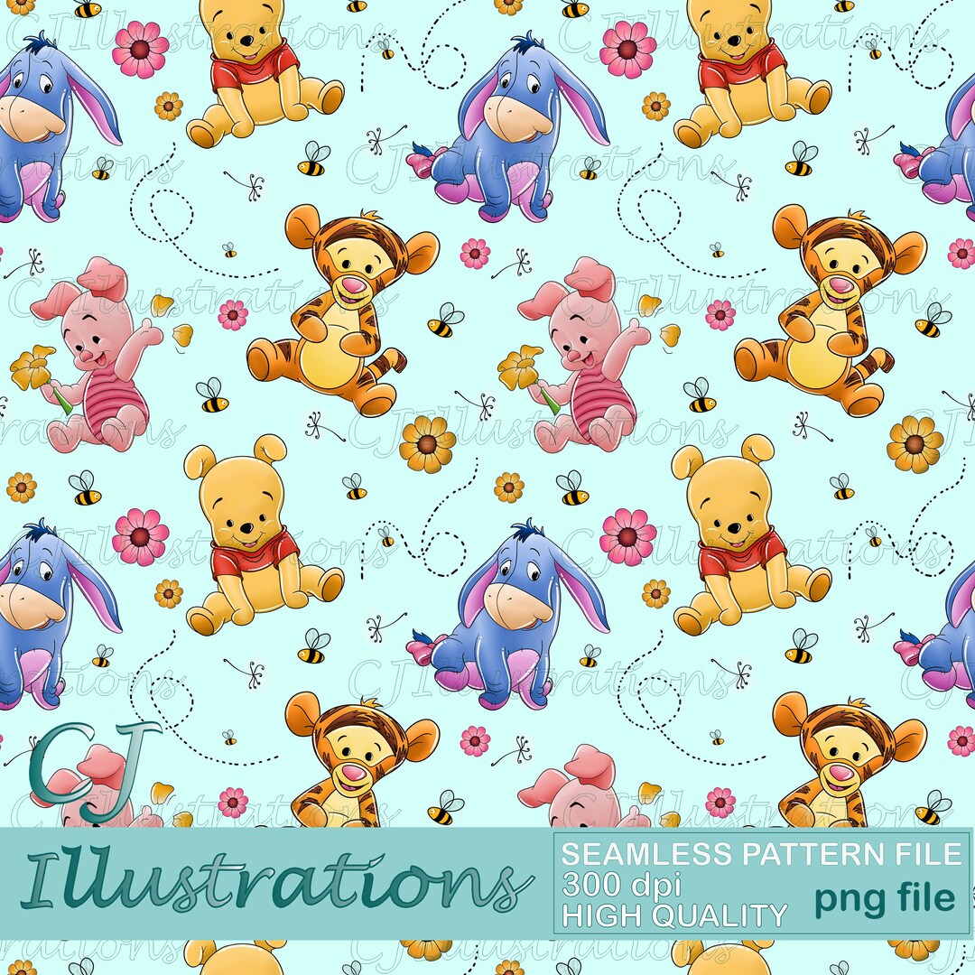 Baby Winnie the Pooh Seamless Pattern DIGITAL DOWNLOAD Commercial Use ...