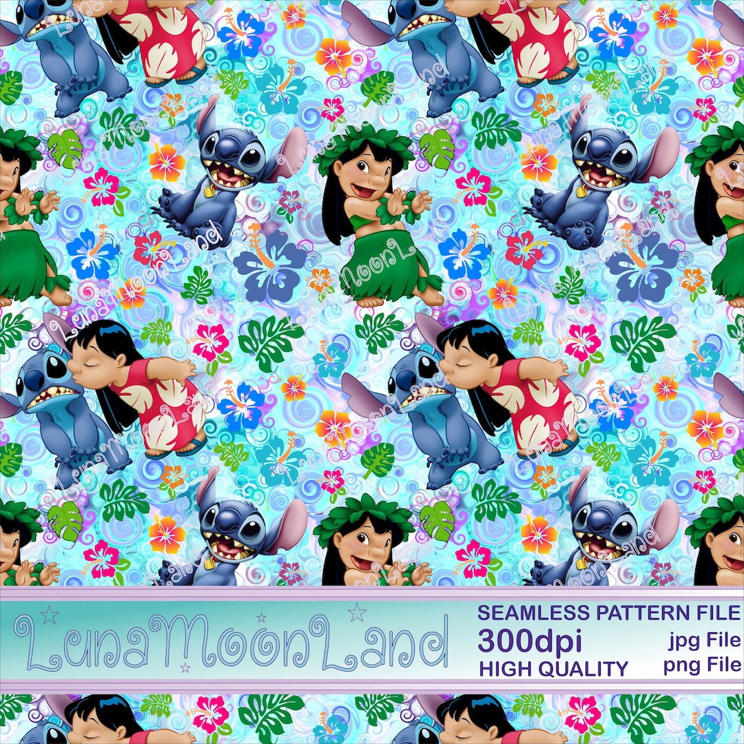 Cute Lilo and Stitch Seamless Pattern DIGITAL DOWNLOAD - Etsy