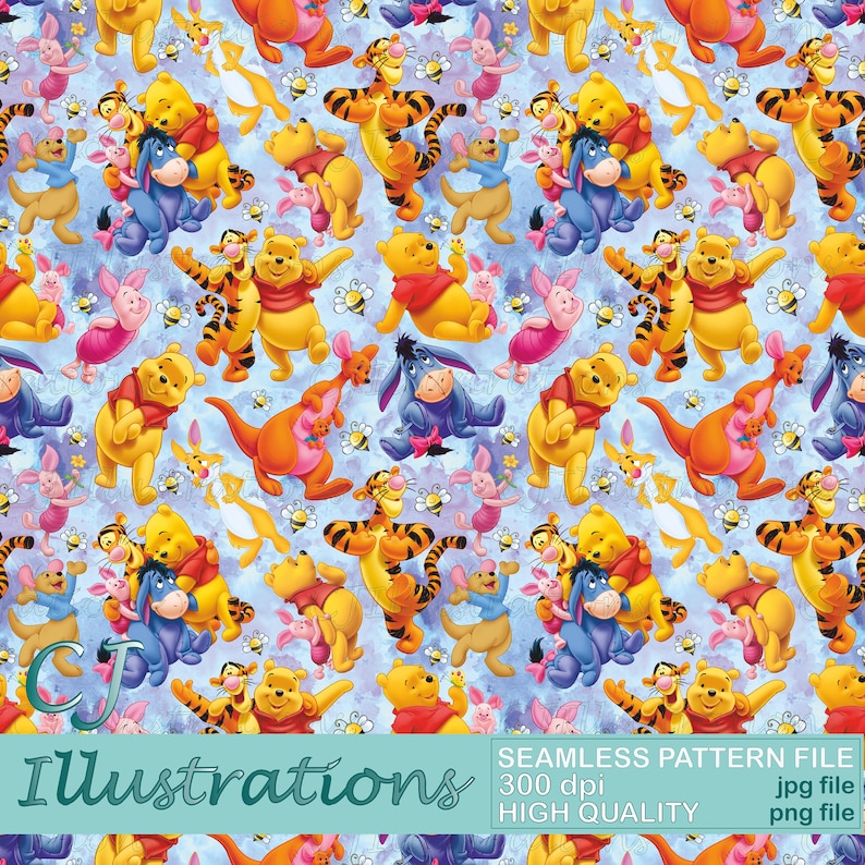 Winnie the Pooh Seamless Pattern DIGITAL DOWNLOAD Commercial Use ...
