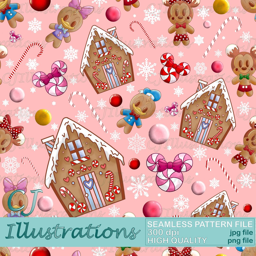 Gingerbread Mickey Minnie Mouse Seamless Pattern. Sublimation Design ...