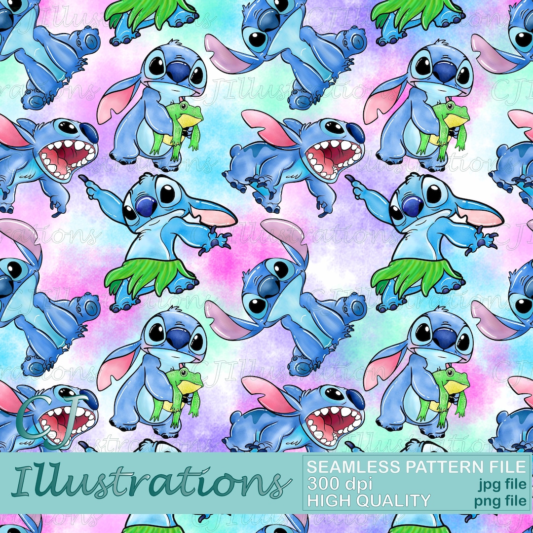Cute Lilo and Stitch Seamless Pattern DIGITAL DOWNLOAD Commercial Use ...